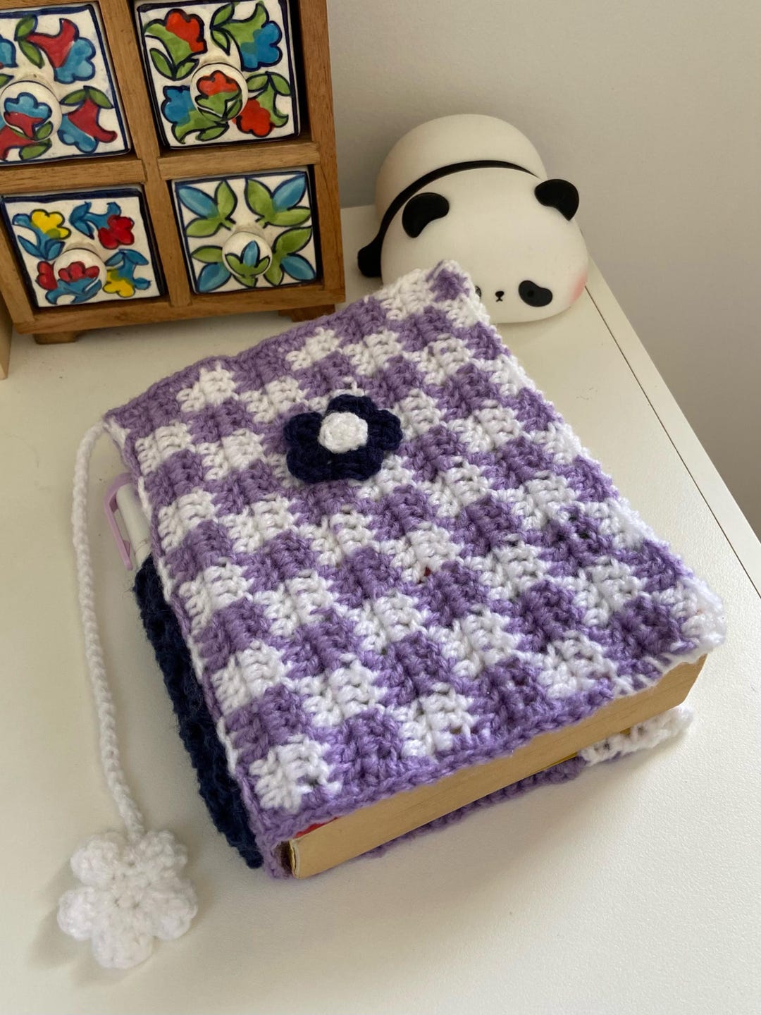 PATTERN: Crochet Checkered Book Cover // Customisable Checkered Gingham ...