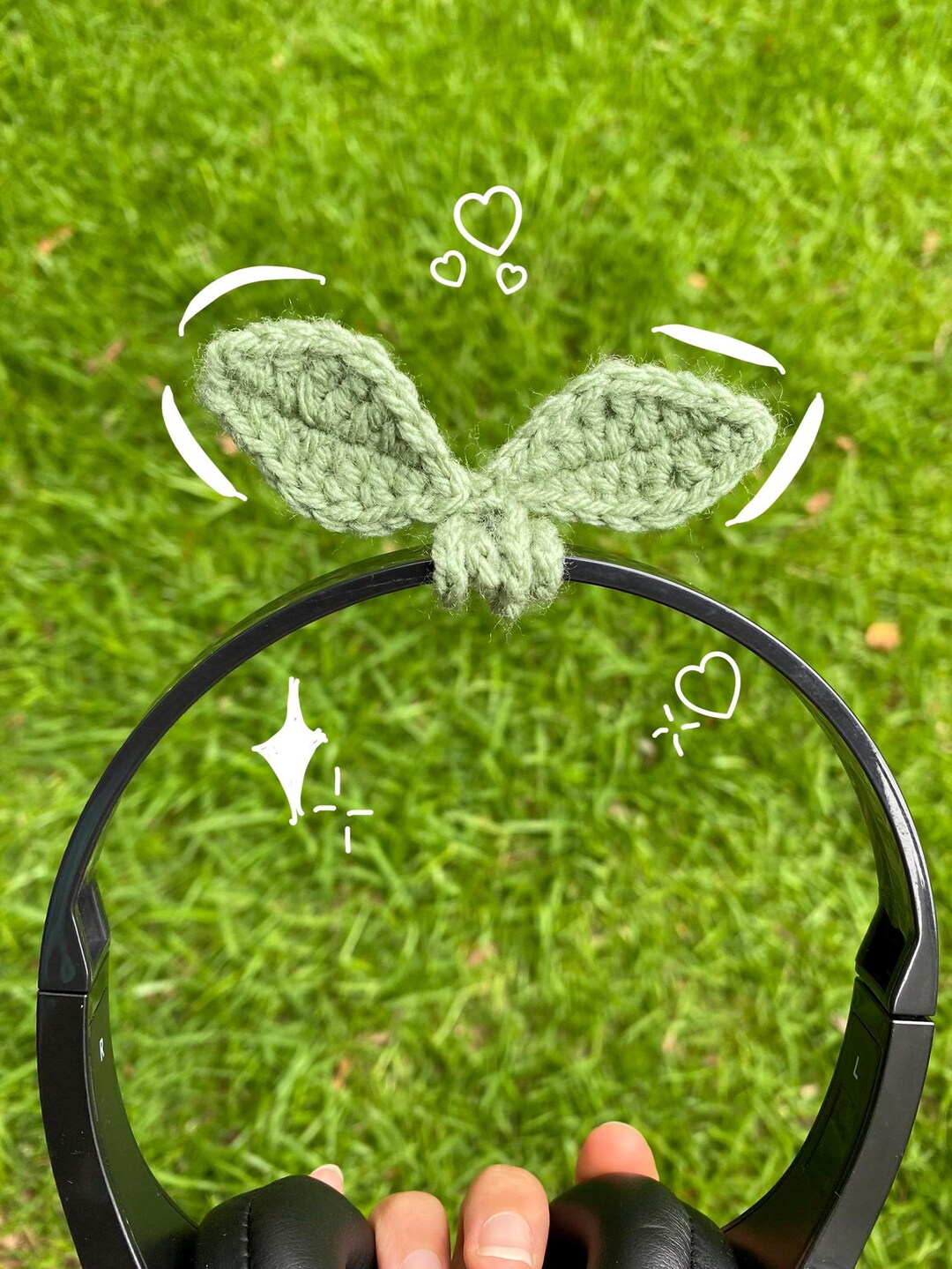Crochet Sprout Headphone Accessory Leaf Handmade Green Cute Mini Plant ...
