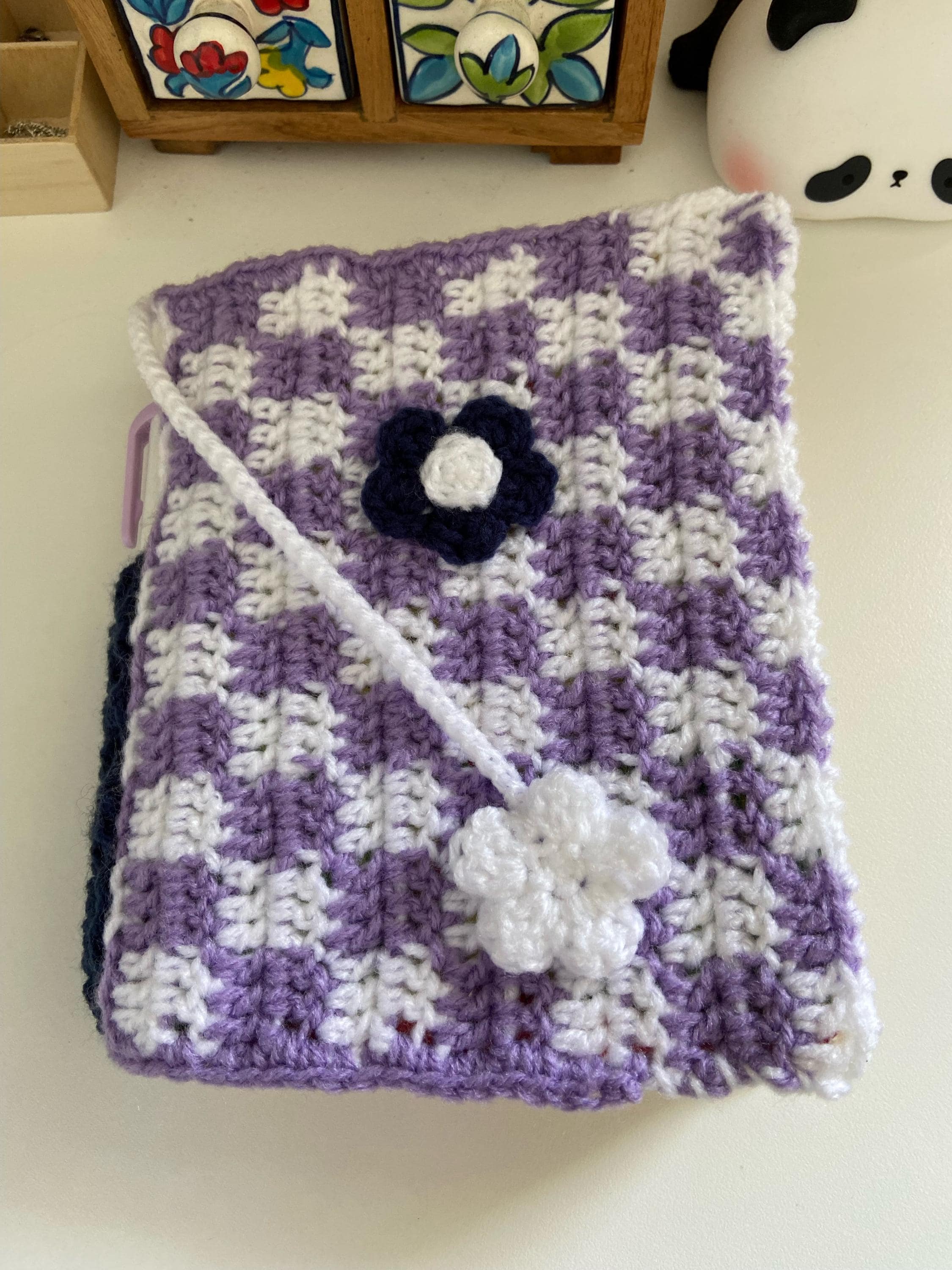 PATTERN: Crochet Checkered Book Cover // Customisable Checkered Gingham ...