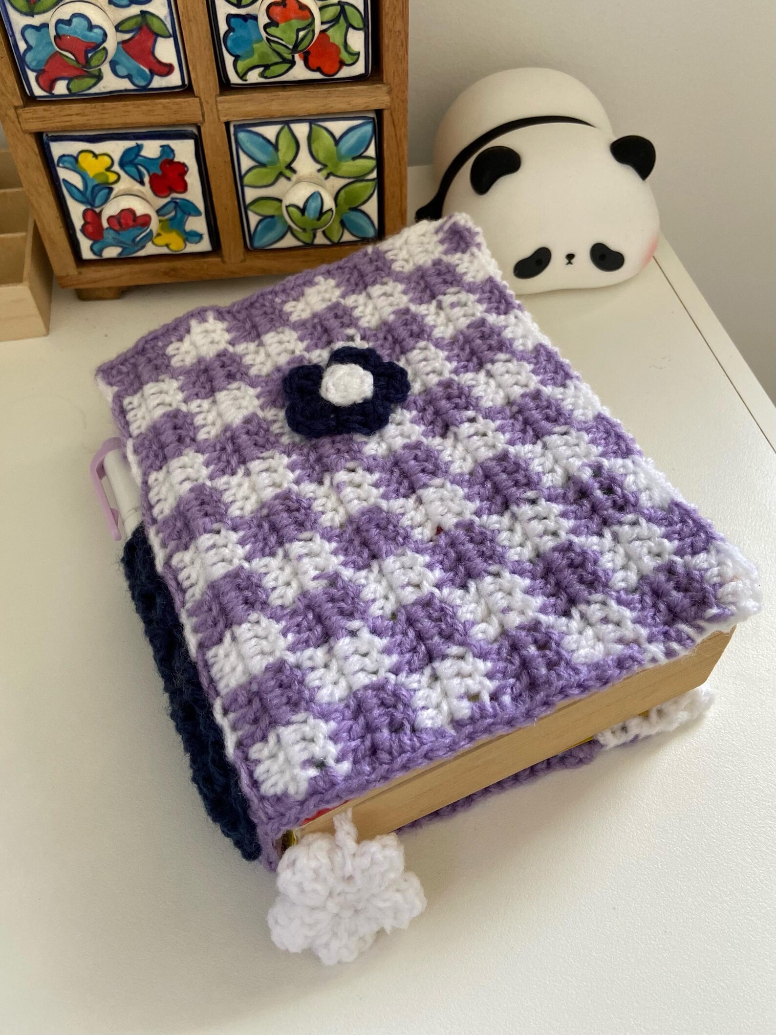 PATTERN: Crochet Checkered Book Cover // Customisable Checkered Gingham ...