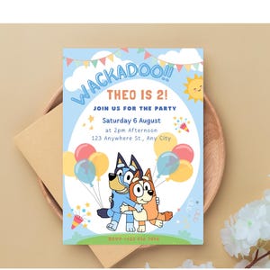 Bluey Birthday Party Digital Invitation Template Plus Free Facebook ...