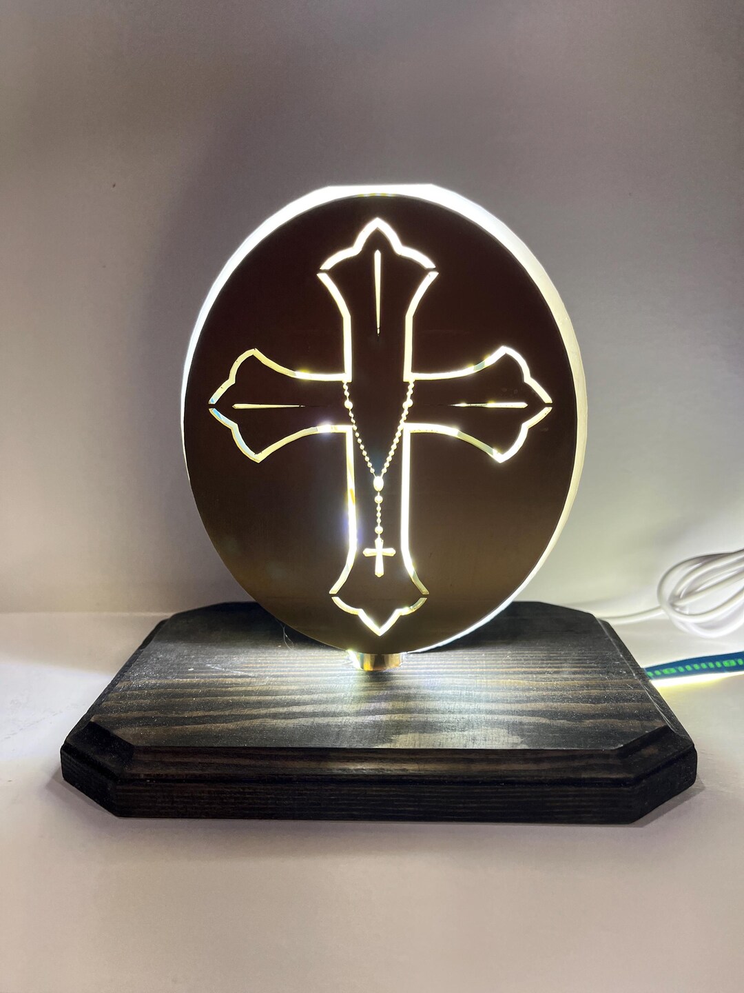 Rosary on Cross USB Powered LED 3D Desk Light Dimmable - Etsy