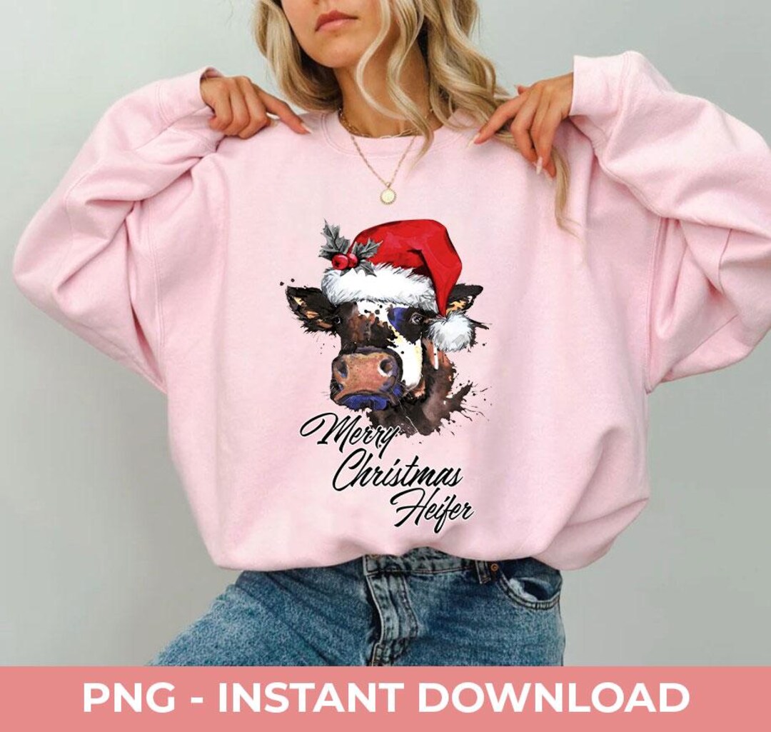 Funny Christmas Heifer Png, Merry Christmas Png, Farm Png, Christmas ...