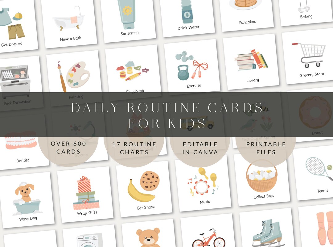 Kids Daily Routine Cards, Editable Visual Schedule, Toddler Routines ...