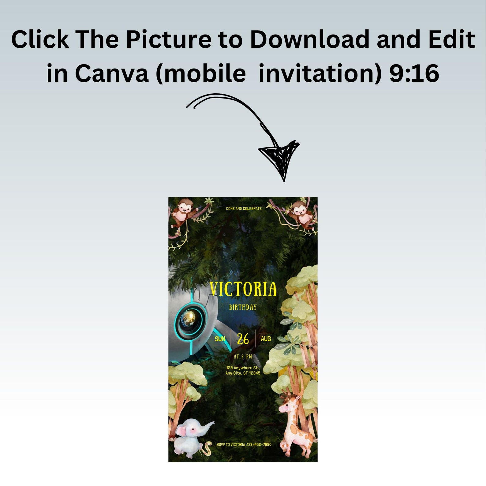 Cute Wild Robot With Animals Birthday Invitation Card and Mobile ...