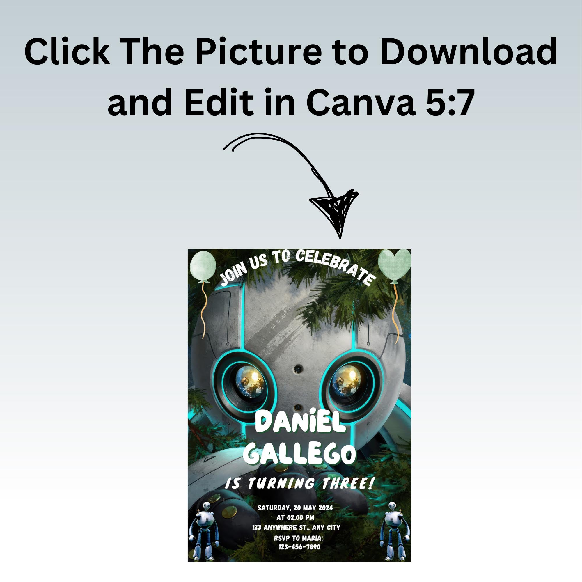 Dark Wild Robot With Baloon Birthday Invitation Card and Mobile ...