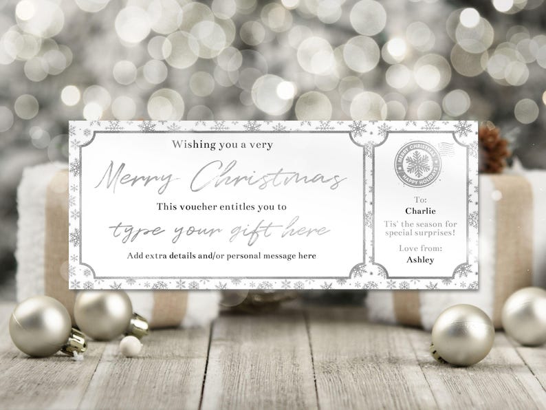 Editable Christmas Gift Voucher Template, Printable Gift Voucher Ticket ...