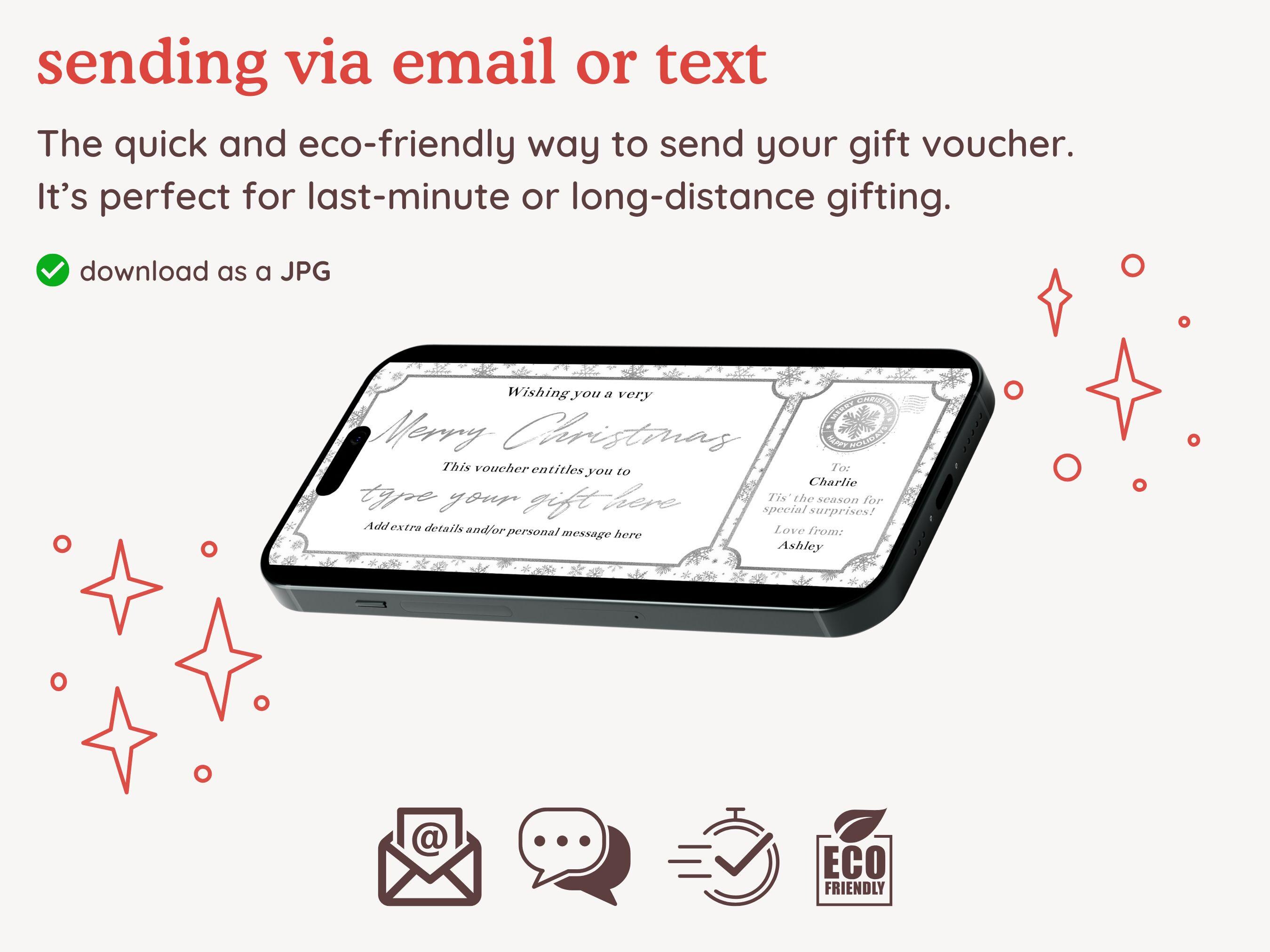 Editable Christmas Gift Voucher Template, Printable Gift Voucher Ticket ...