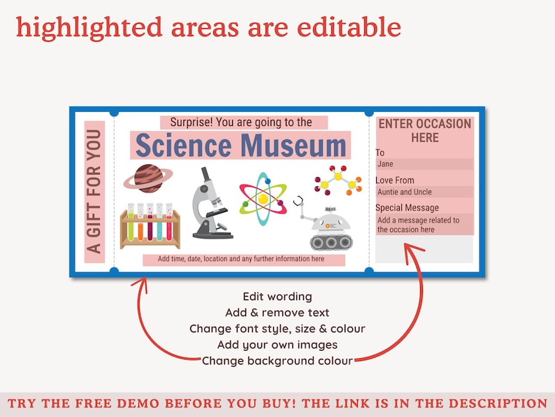 Editable Science Museum Gift Voucher Template, Science Centre Printable ...