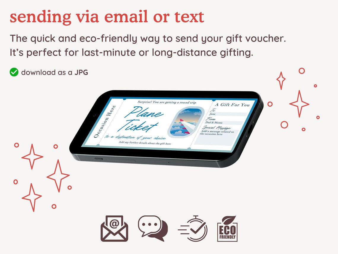 Editable Plane Ticket Gift Voucher Template, Printable Surprise Flight ...