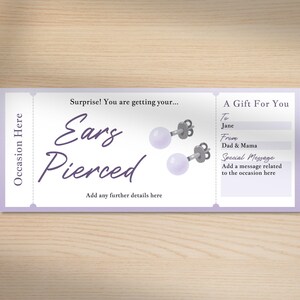 Editable Ears Pierced Gift Voucher Template, Ear Piercing Printable ...