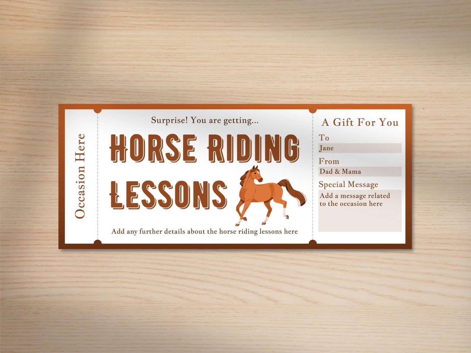 Editable Horse Riding Lessons Lessons Gift Voucher Template, Printable ...
