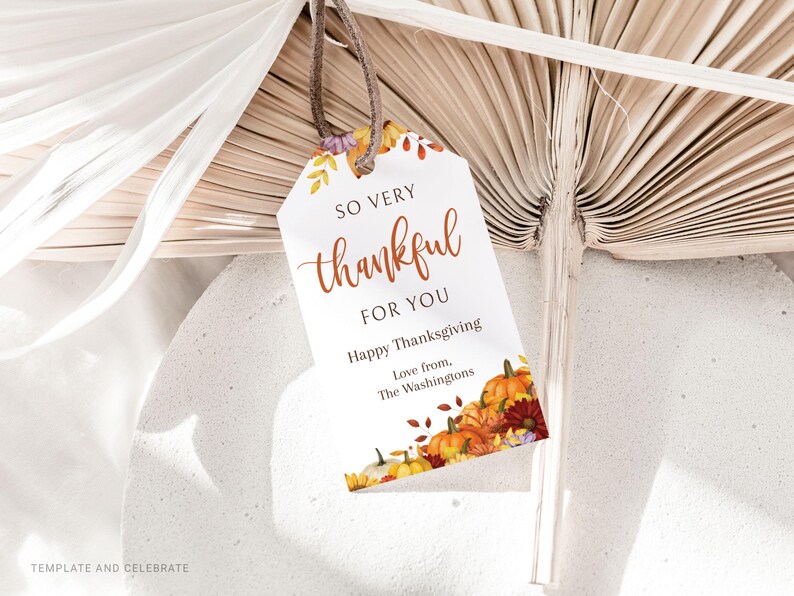 Editable Thanksgiving Favor Tag Template, Printable Thankful for You ...