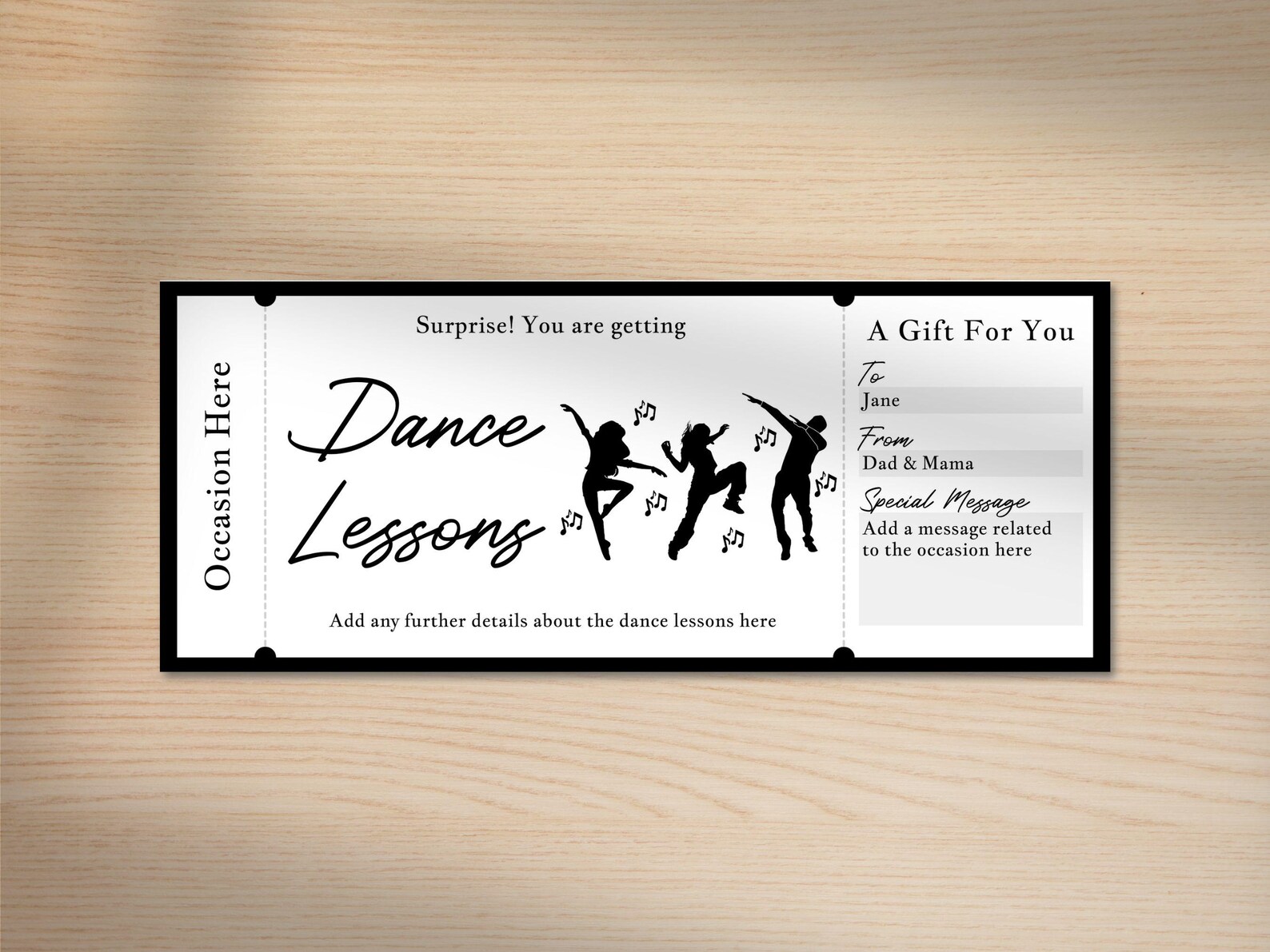 Editable Dance Lessons Gift Voucher Template, Dance Classes Printable ...