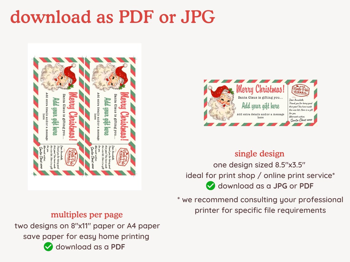 Editable Santa Christmas Gift Voucher Template, Printable Gift Voucher ...