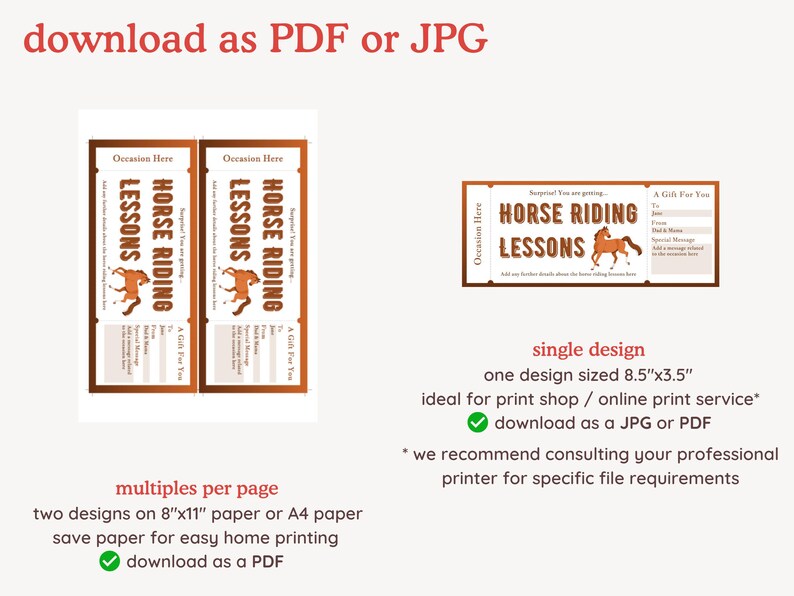 Editable Horse Riding Lessons Lessons Gift Voucher Template, Printable ...