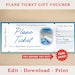 Editable Plane Ticket Gift Voucher Template, Printable Surprise Flight ...