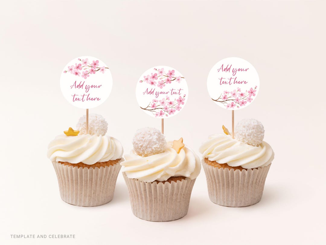 Editable Cherry Blossom Cupcake Toppers, Printable Sakura Cupcake ...