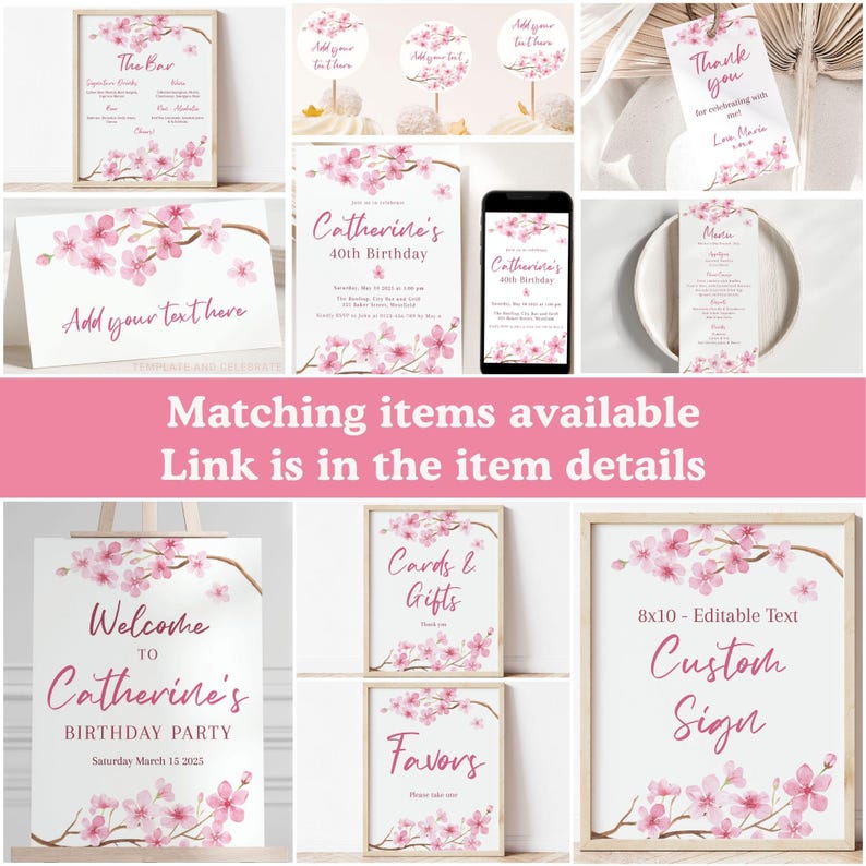 Editable Cherry Blossom Place Cards, Sakura Printable Place Card ...