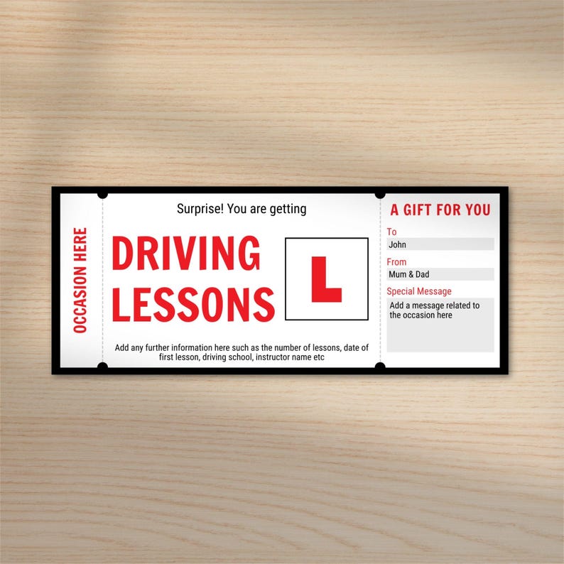 Editable Driving Lessons Gift Voucher Template, Learner Driver Gift ...