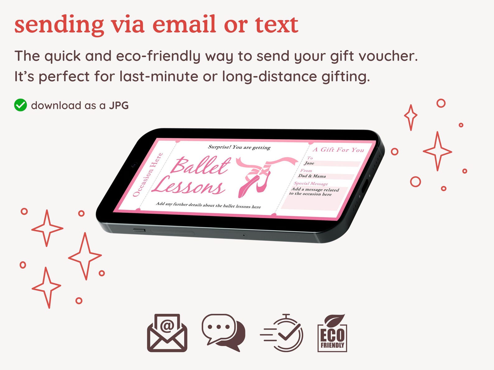 Editable Ballet Lessons Gift Voucher Template, Ballet Classes Printable ...
