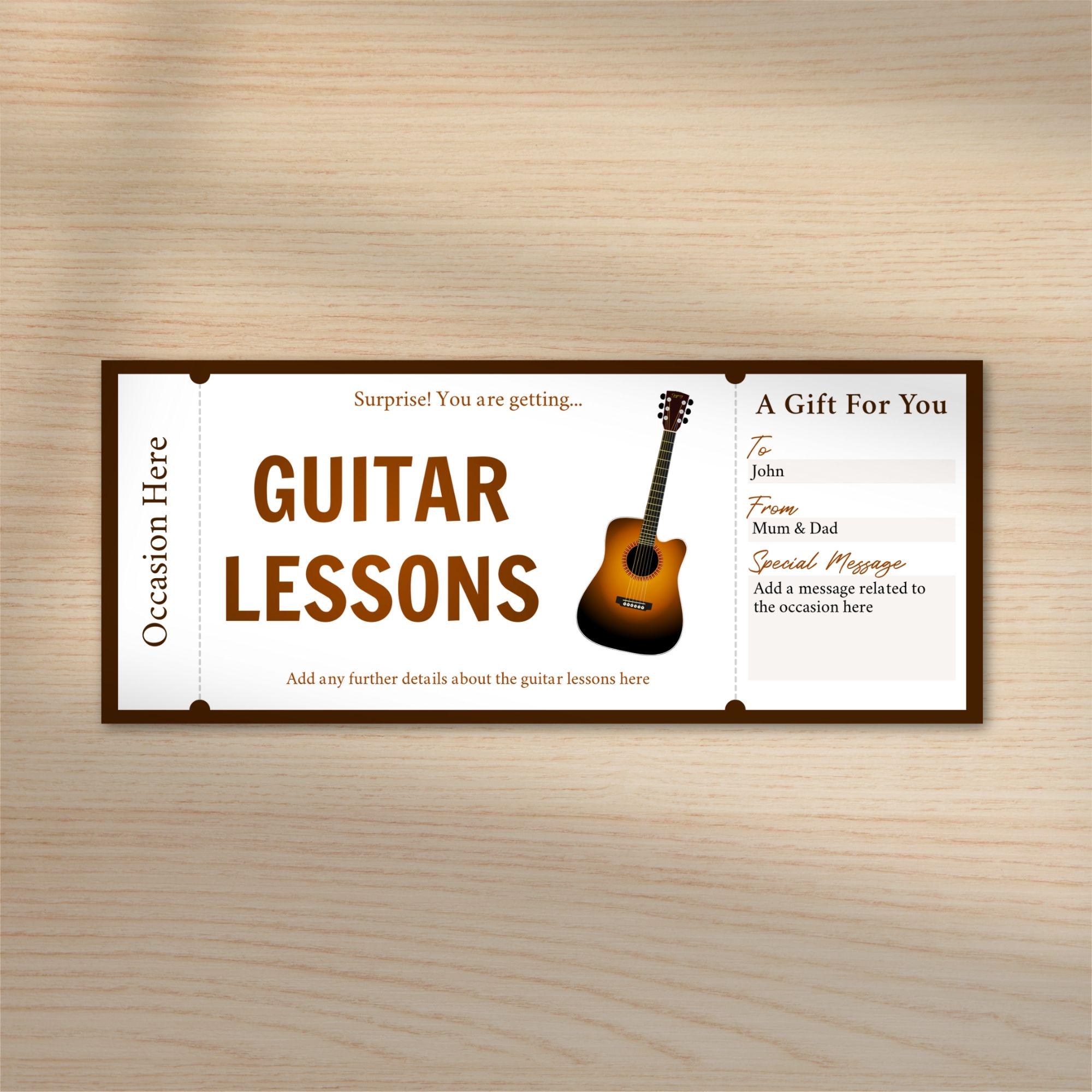 Editable Guitar Lessons Gift Voucher Template, Acoustic Guitar Lessons ...