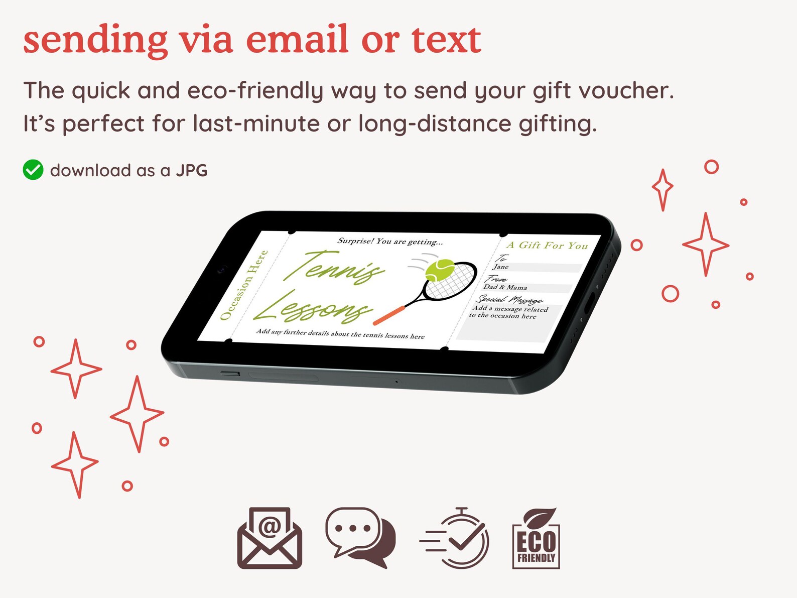 Editable Tennis Lessons Gift Voucher Template, Printable Gift Ticket ...