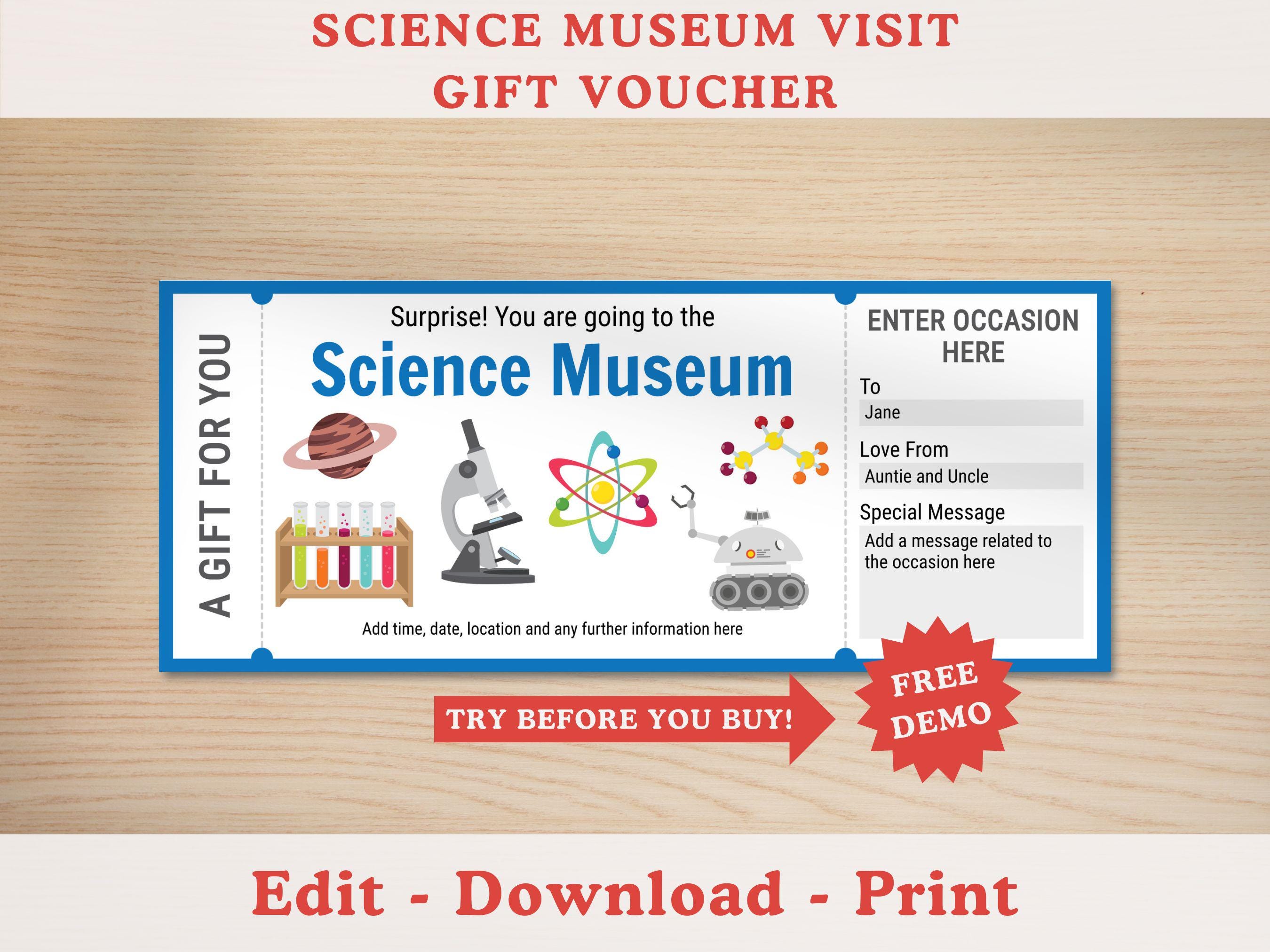 Editable Science Museum T Voucher Template Science Centre Printable