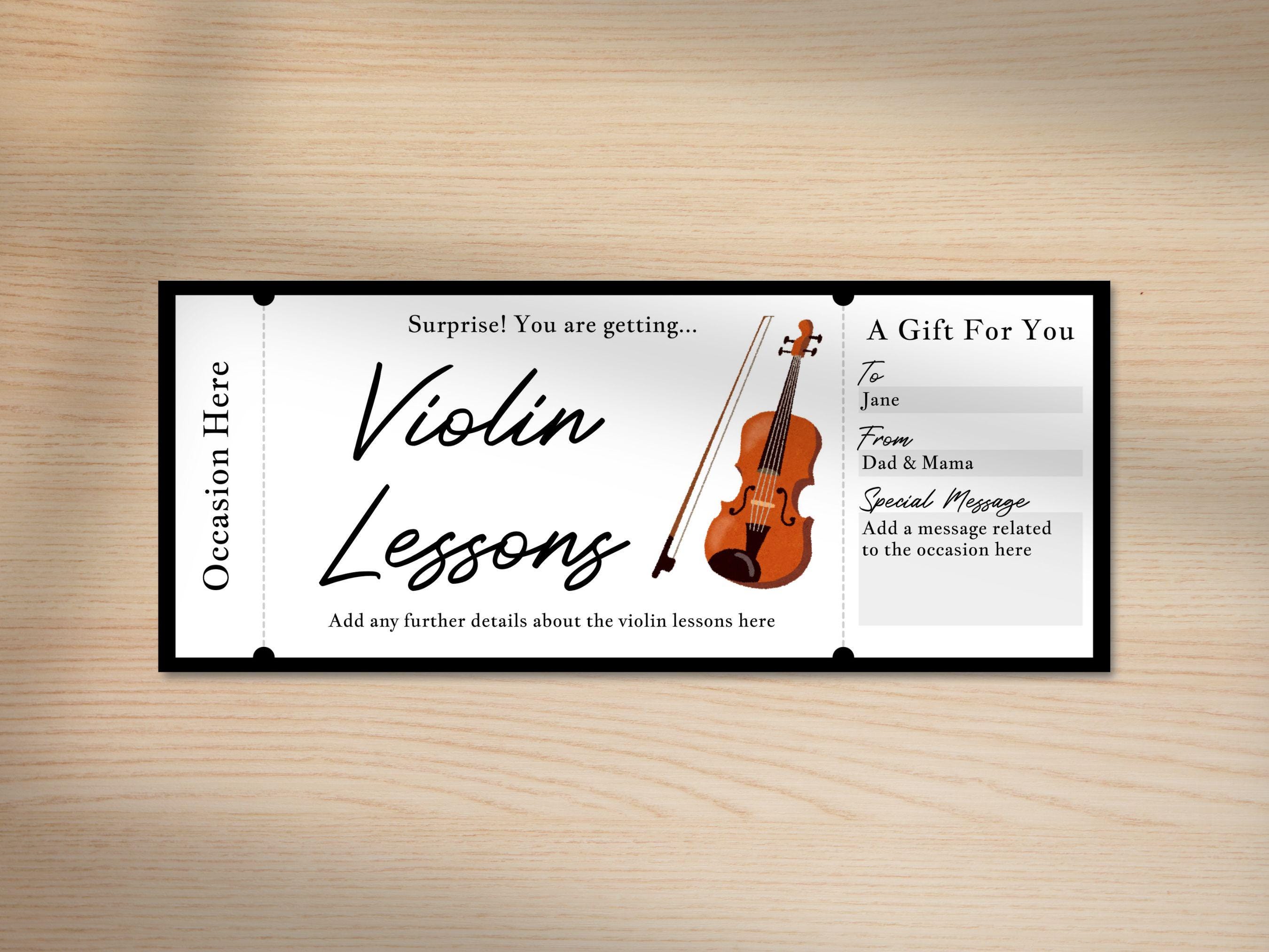 Editable Violin Lessons Gift Voucher Template, Printable Gift Ticket ...