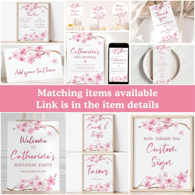 Editable Cherry Blossom 8x10 Sign, Printable Sakura Custom Sign ...