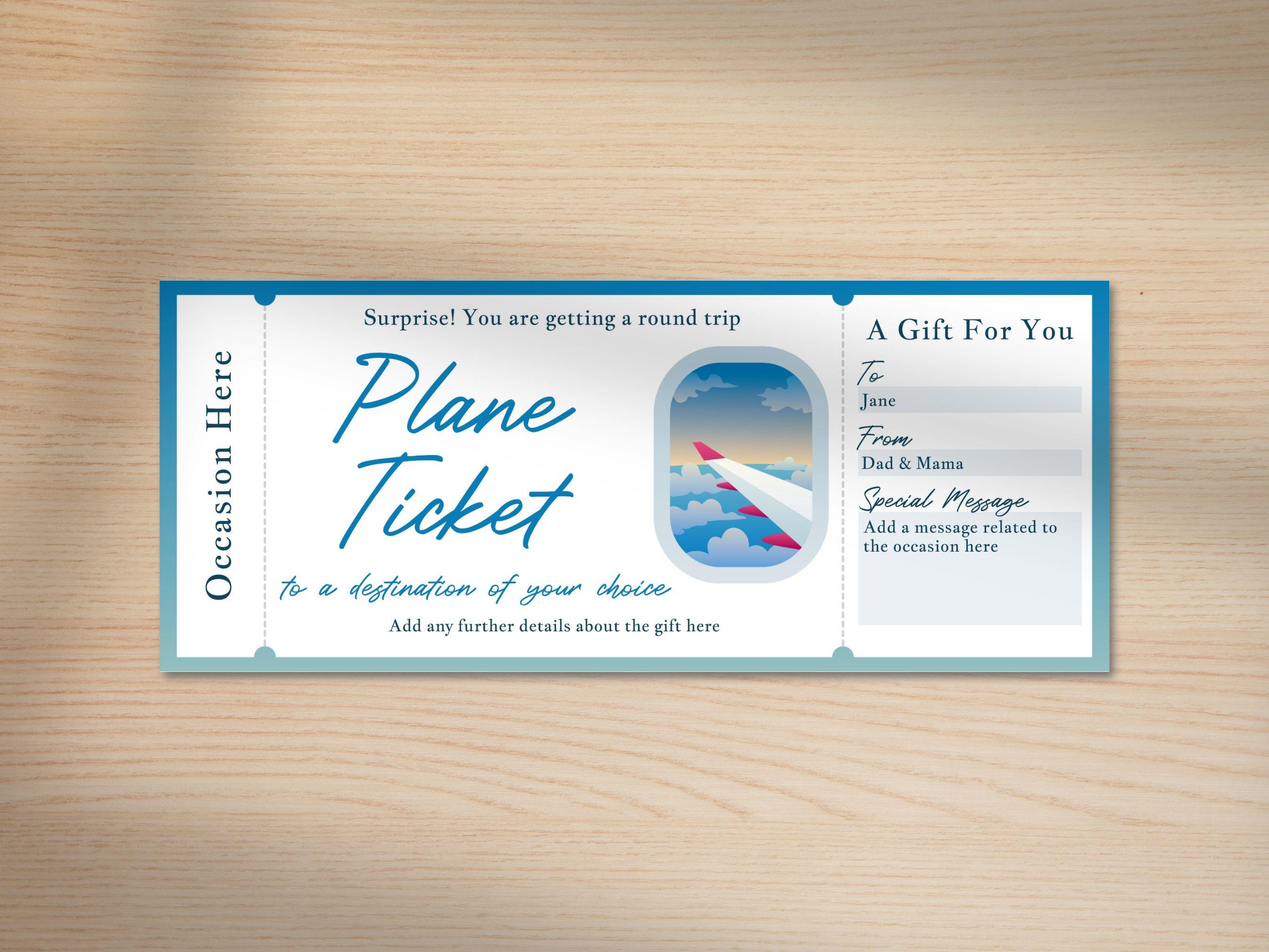 Editable Plane Ticket Gift Voucher Template, Printable Surprise Flight ...