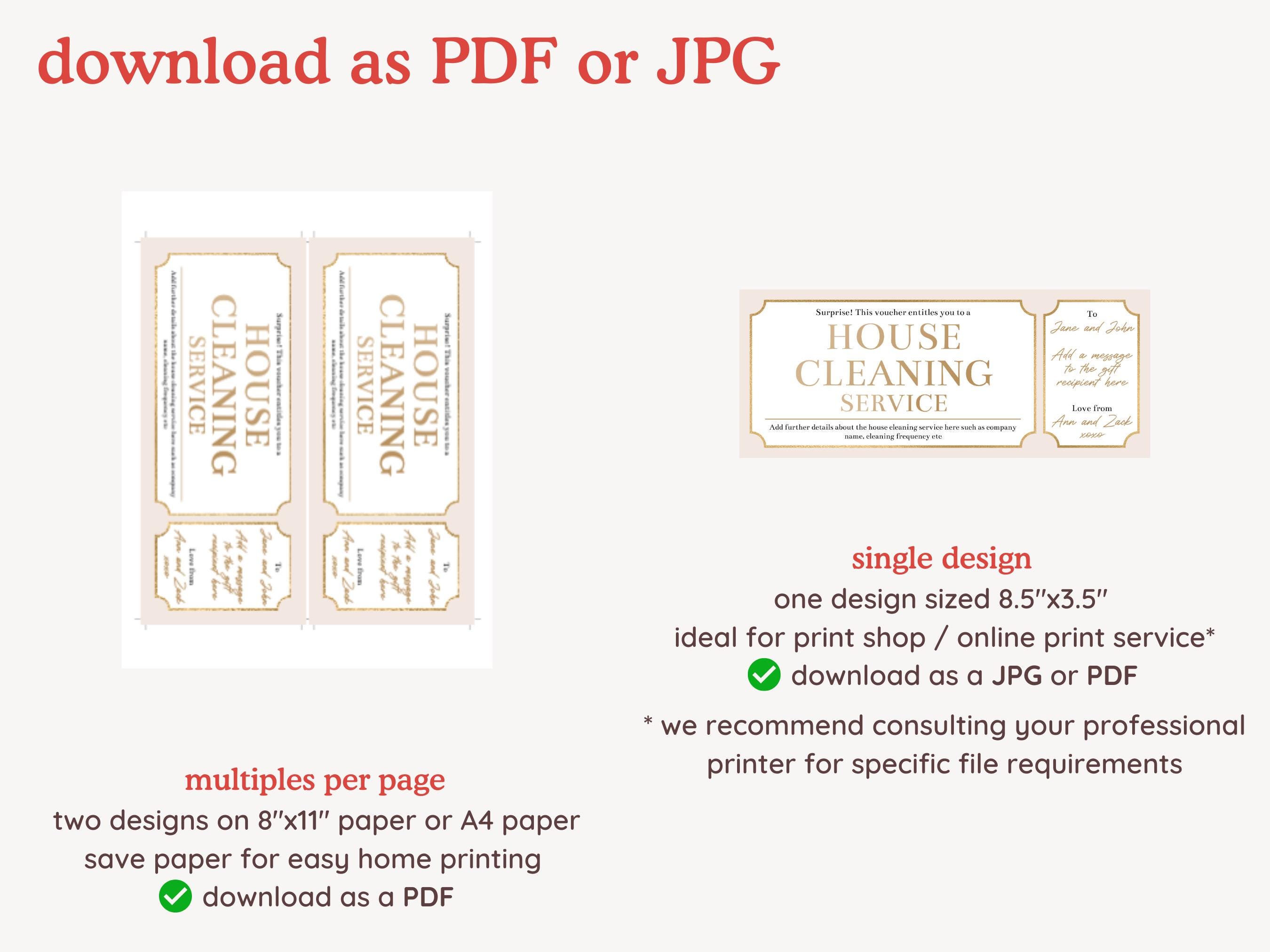 Editable House Cleaning Gift Voucher Template, Printable Cleaning ...