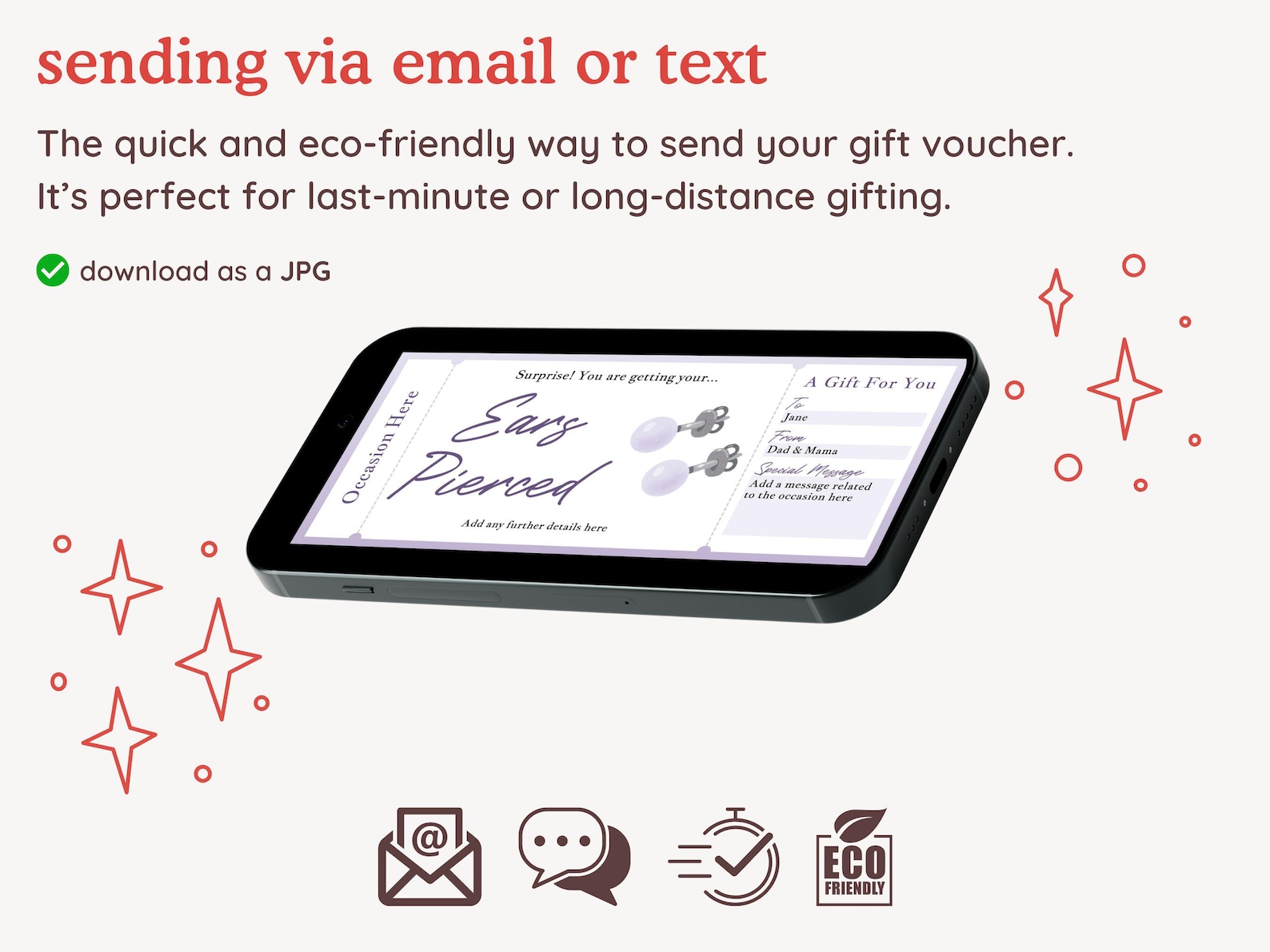 Editable Ears Pierced Gift Voucher Template, Ear Piercing Printable ...