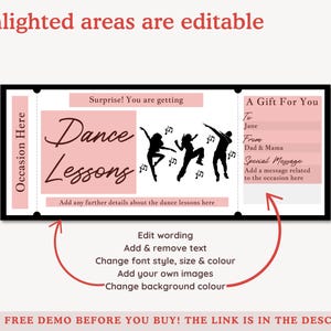 Editable Dance Lessons Gift Voucher Template, Dance Classes Printable ...