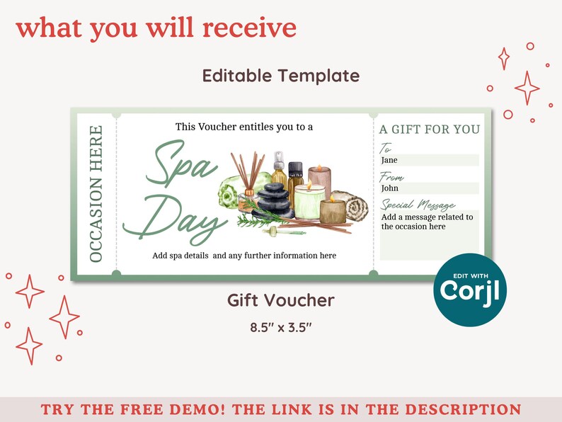 Editable Spa Day Gift Voucher Template, Spa Treatment Printable Gift ...