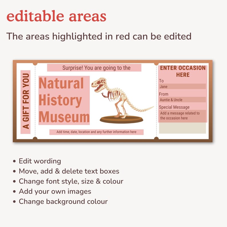 Editable Natural History Museum Gift Voucher Template, Museum Exhibit ...