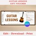 Editable Guitar Lessons Gift Voucher Template, Acoustic Guitar Lessons ...