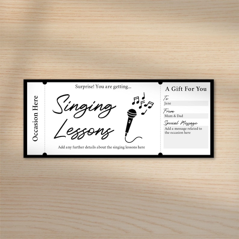 Editable Singing Lessons Gift Voucher Template, Voice Lessons Gift ...
