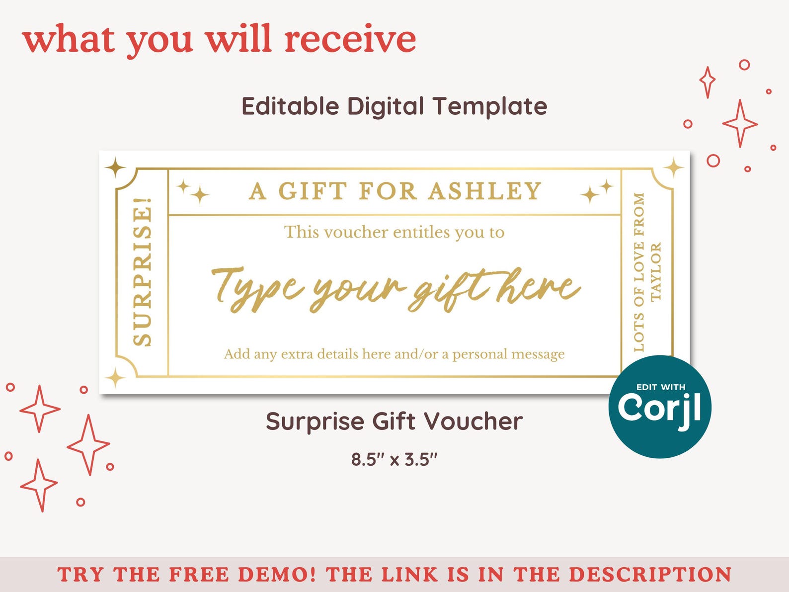Editable Surprise Gift Voucher Template, Printable Gift Voucher, Custom ...