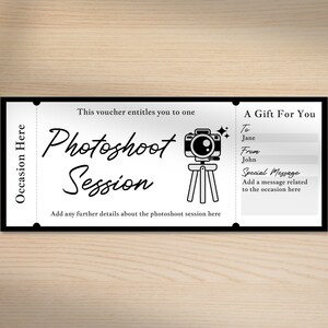 Editable Photoshoot Session Gift Voucher Template, Printable Gift ...