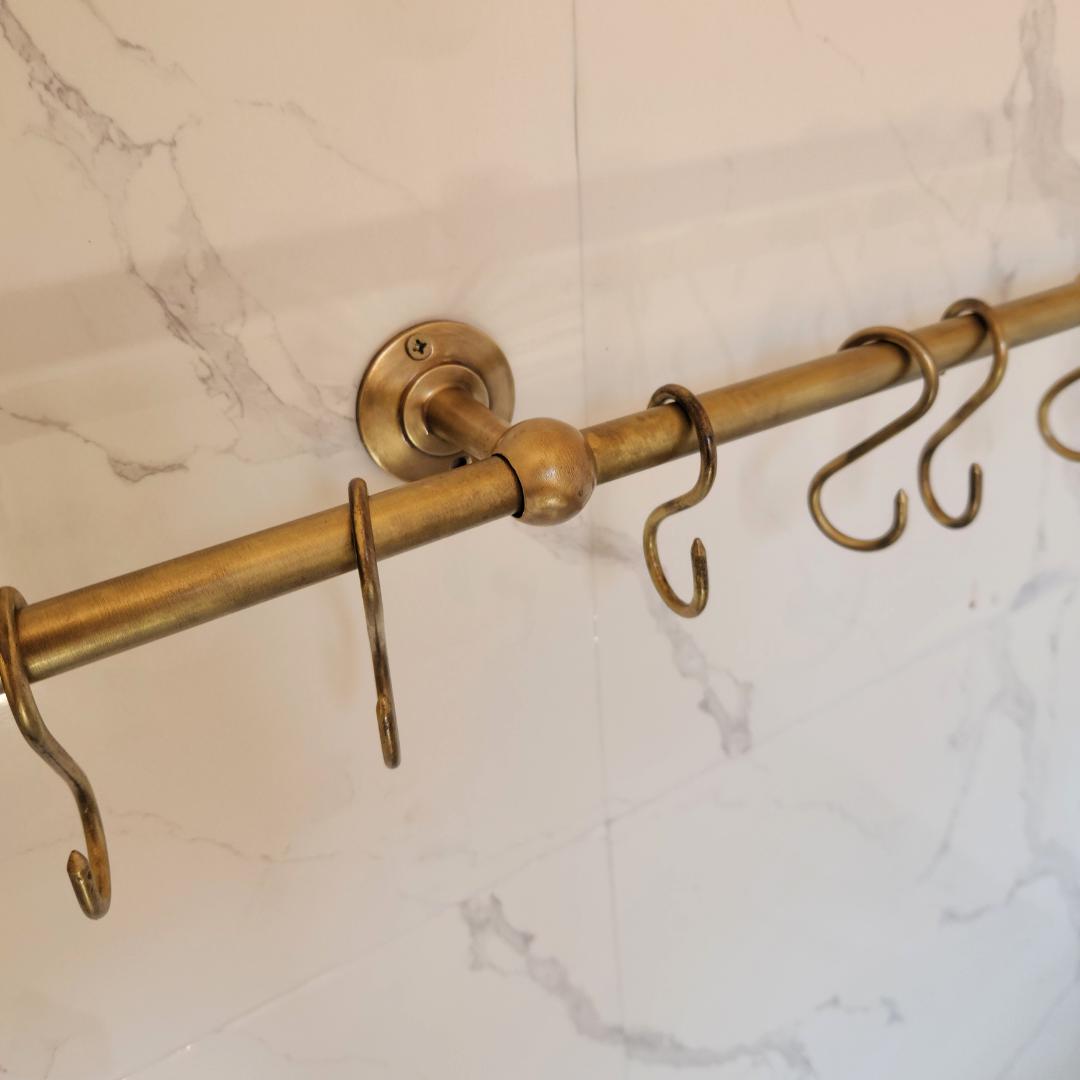 Handmade Bronze Pot Rack, Wall Mounted Brass Pot Rail, Kitchen Pot ...
