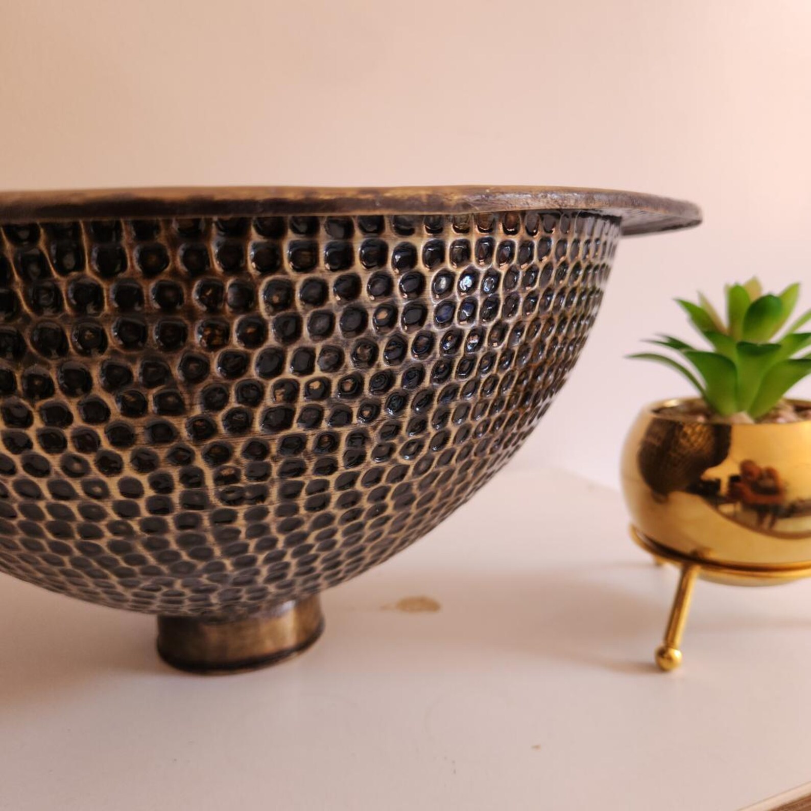 Hand-hammered Brass Sink, Custom Bathroom Basin, Artisanal Brushed ...