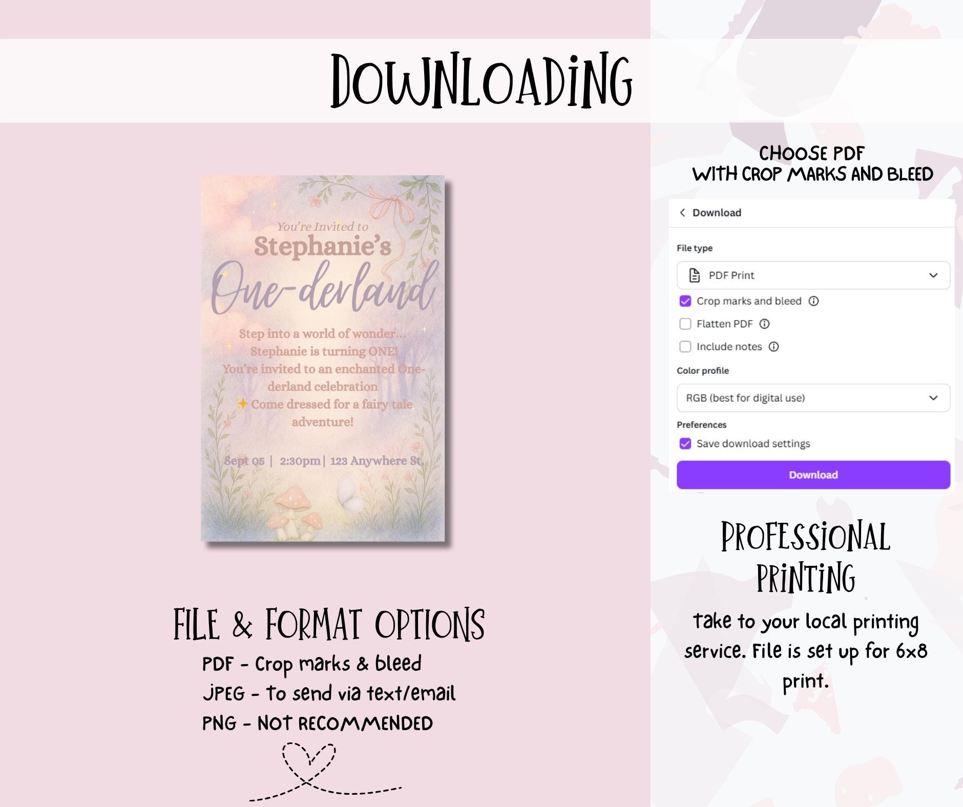 One-derland Birthday Invitation: Fairy Tale 1st Birthday (digital ...