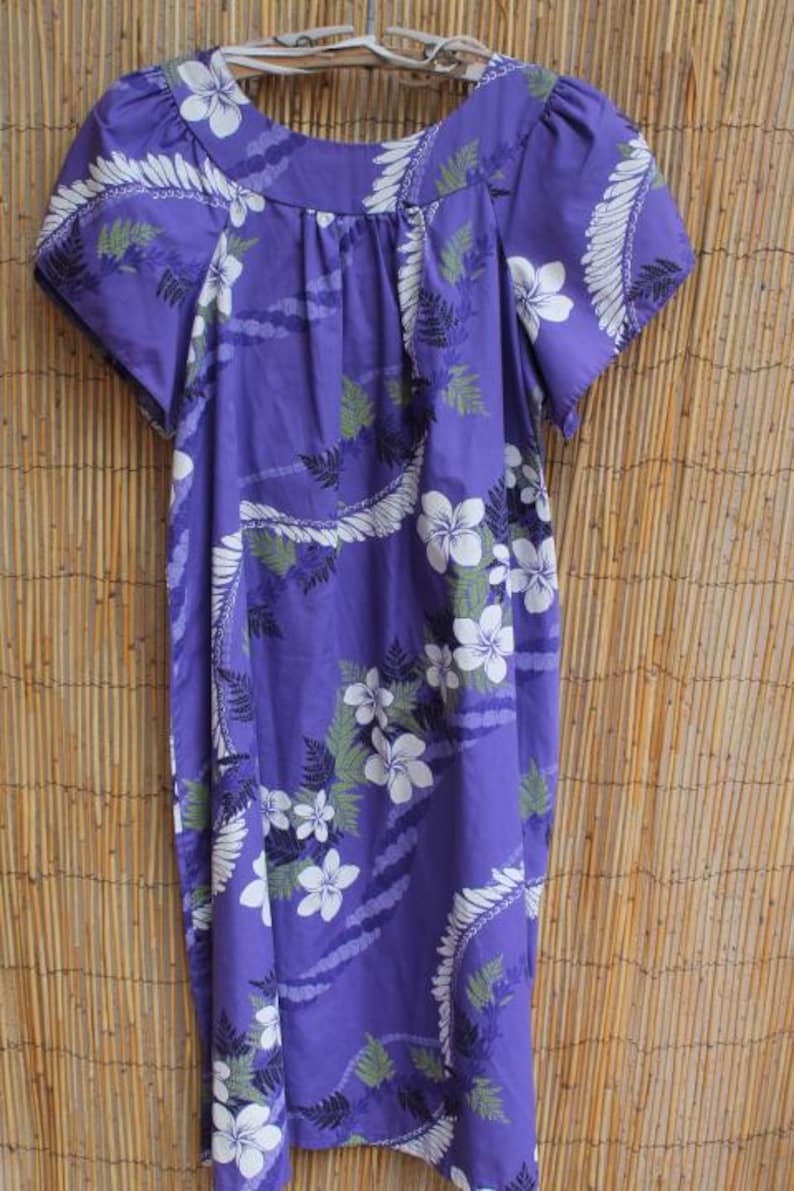 Vintage 1960s Hilo Hattie Hawaiian Cotton Mumu Kaftan Dress Swim Cover ...