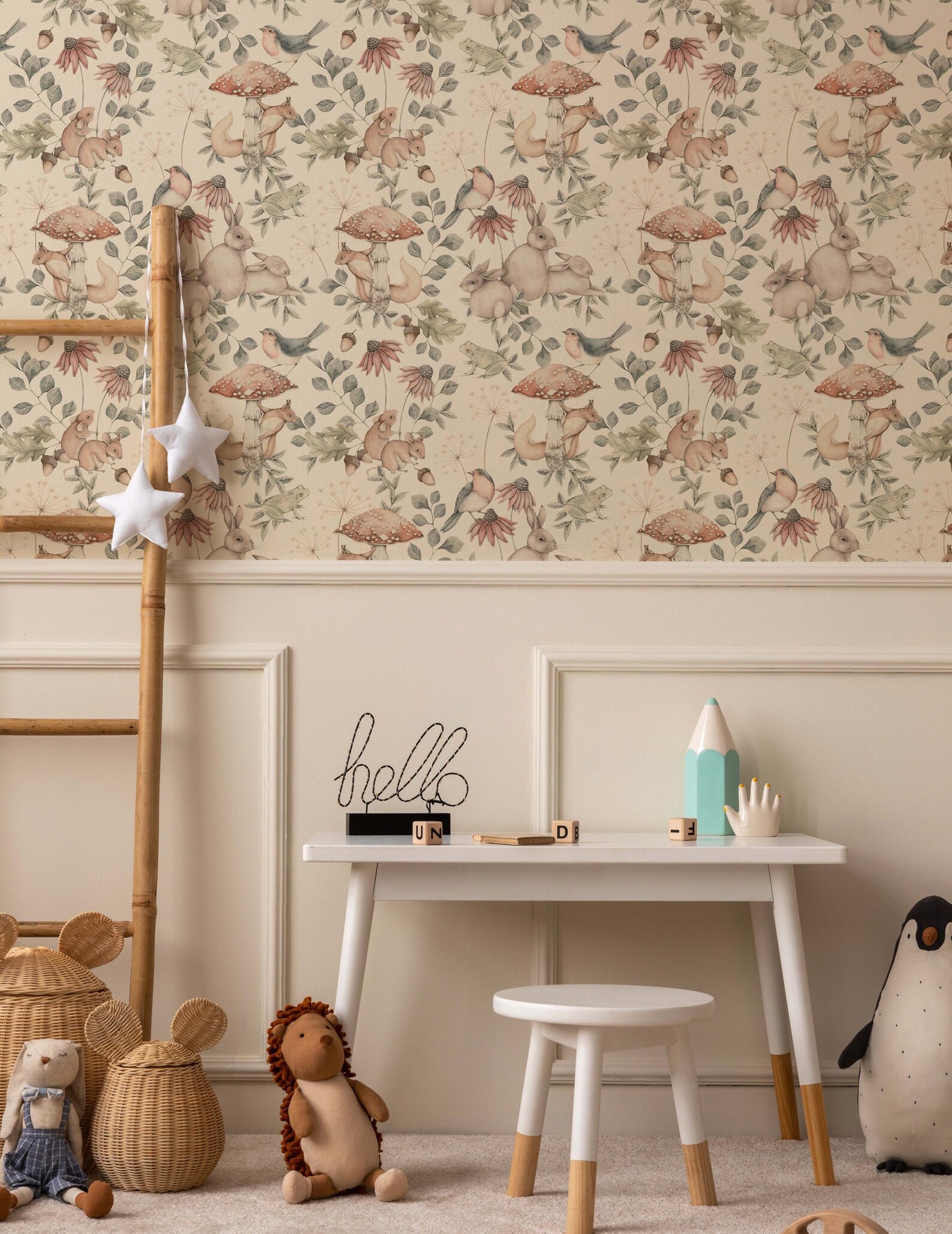 Vintage Rabbits Beige Nursery Wallpaper – Peel and Stick Wall Mural - Etsy