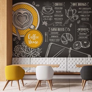 Coffee House Cafe Wallpaper, Coffee Shop Peel and Stick Decor, Rustic ...