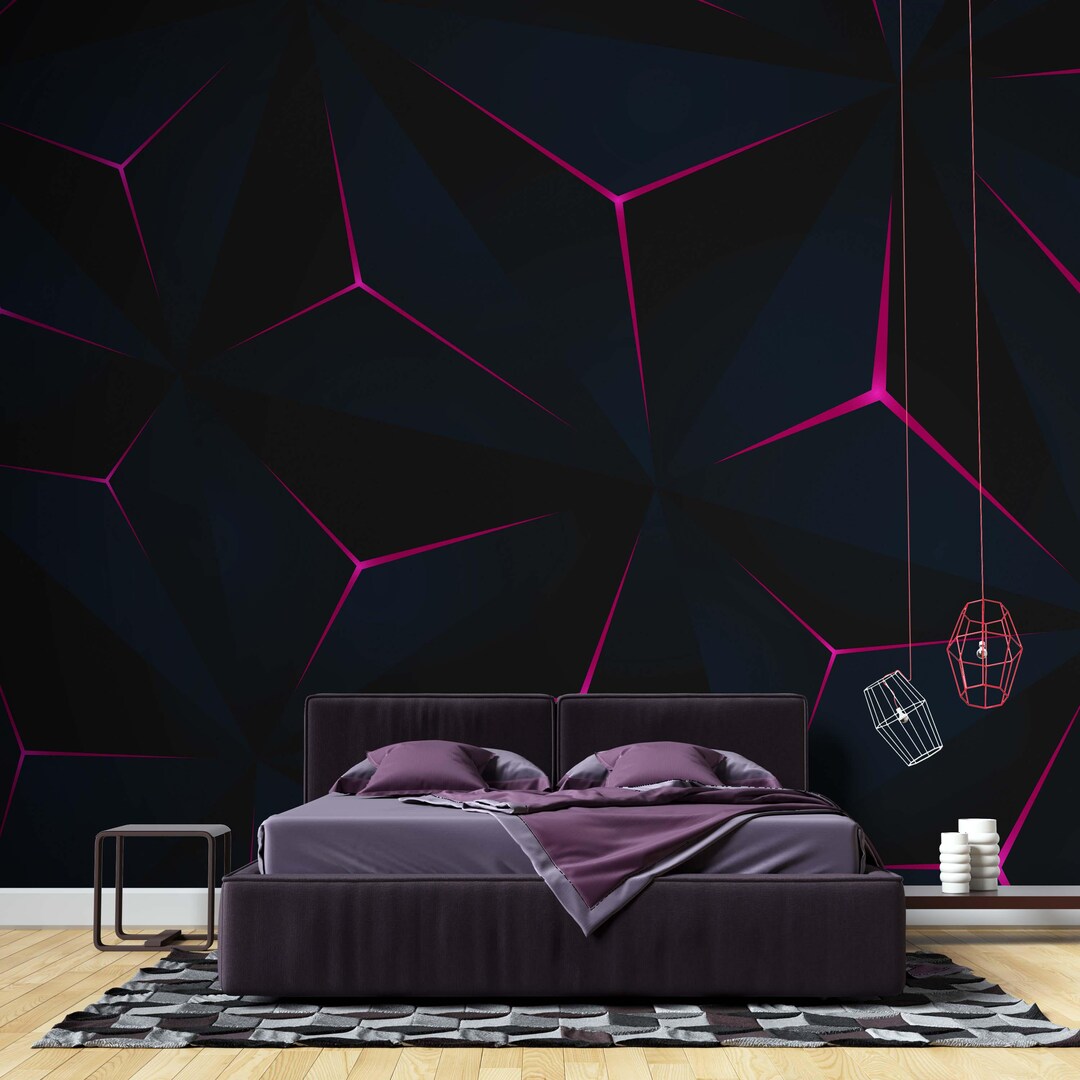 Dark Triangle Geometric Wallpaper – 3D Peel and Stick Wall Mural - Etsy