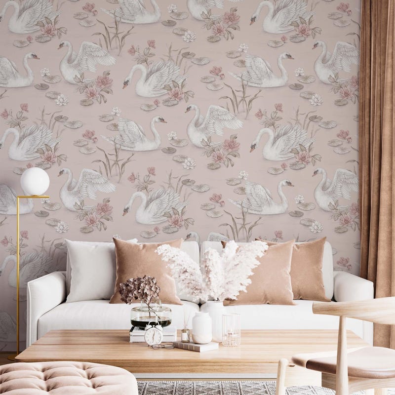 Pink Wallpaper Swan - Etsy