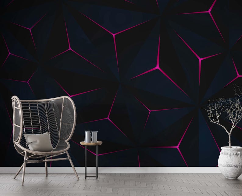 Dark Triangle Geometric Wallpaper – 3D Peel and Stick Wall Mural - Etsy
