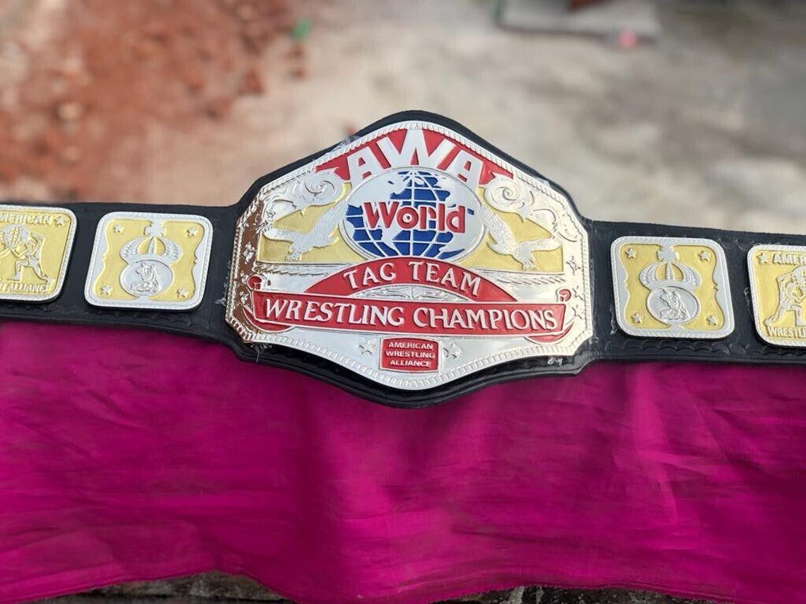 AWA World Heavyweight Championship Wrestling Belts Change Logo Material ...